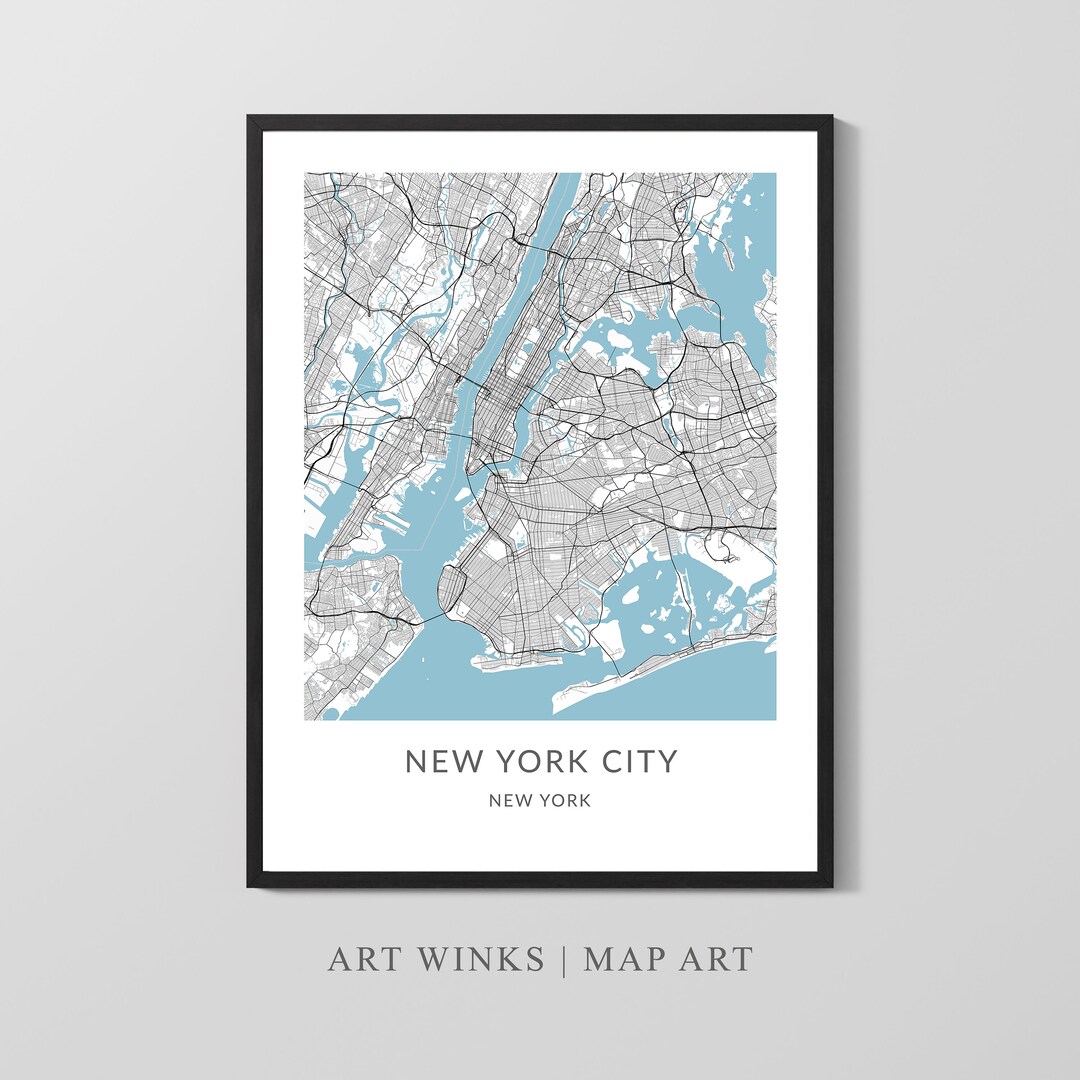 New York City Map Print, Map Poster, Printable Map, City Map Print, Map ...