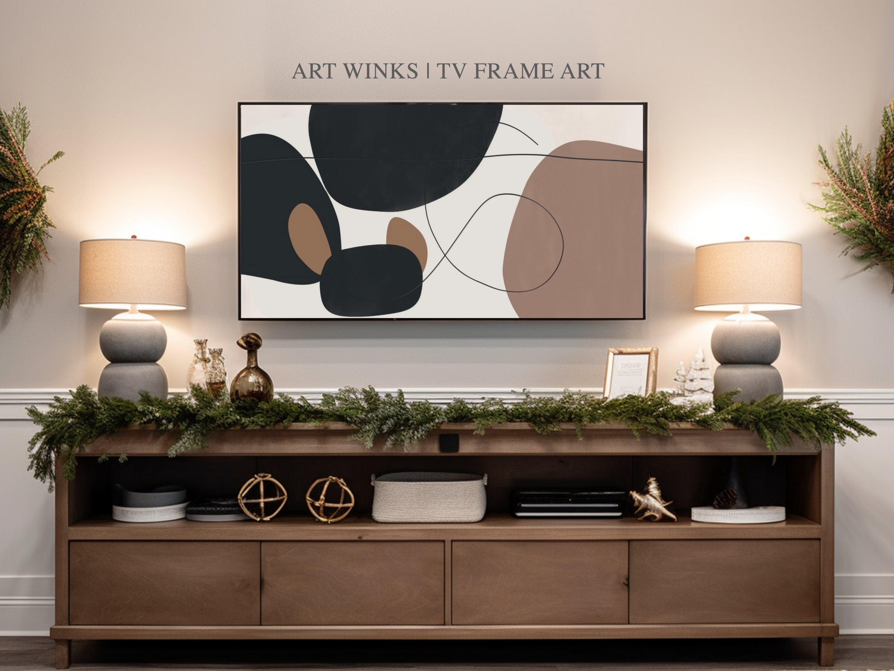 Abstract Lines and Shapes Frame TV Art, Moody Room, Frame TV Art Modern ...