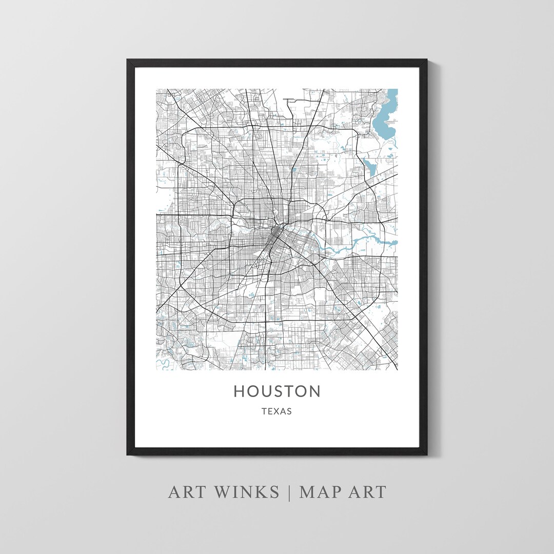 Houston Map Print, Map Poster, Printable Map, City Map Print, Map Wall ...