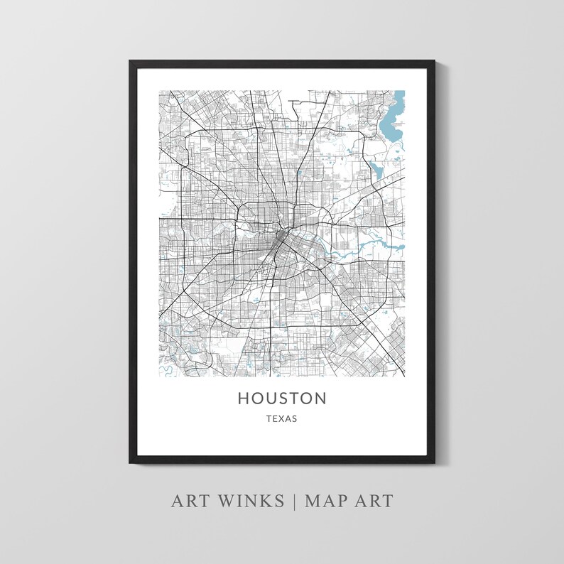 Houston Map Print, Map Poster, Printable Map, City Map Print, Map Wall ...
