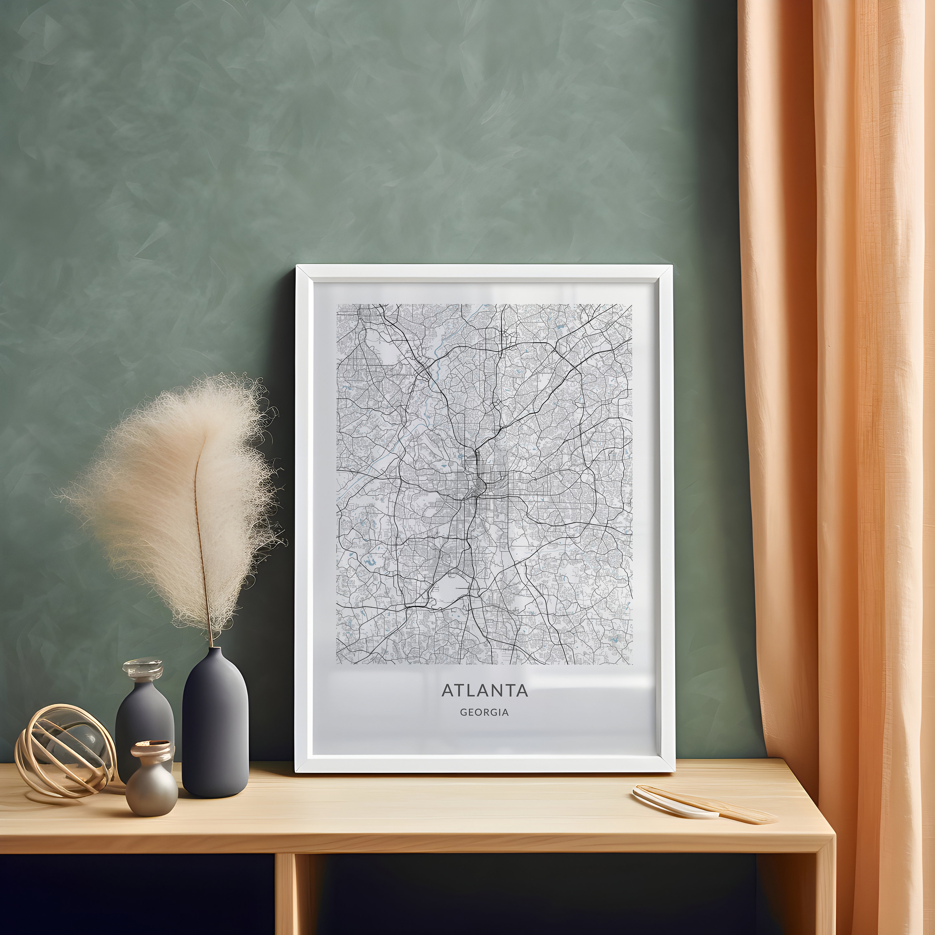 Atlanta Map Print, Map Poster, Printable Map, City Map Print, Map Wall ...