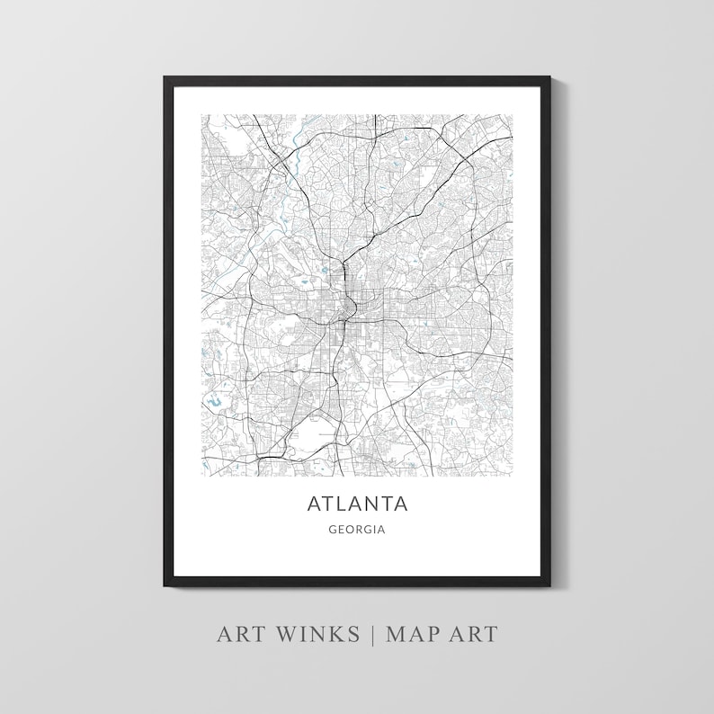 Atlanta Map Print, Map Poster, Printable Map, City Map Print, Map Wall ...