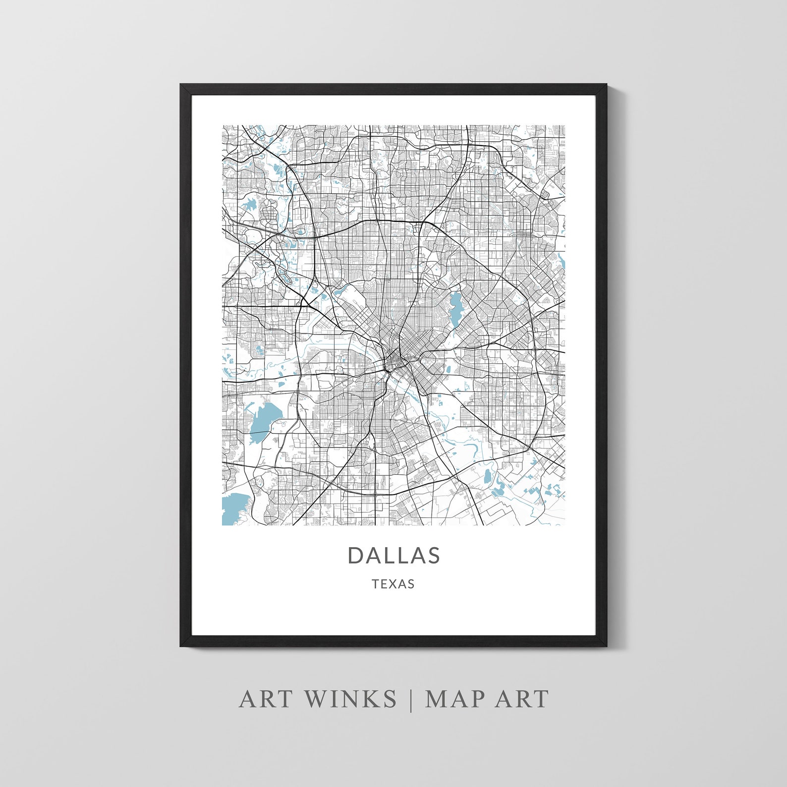 Dallas Map Print, Map Poster, Printable Map, City Map Print, Map Wall ...