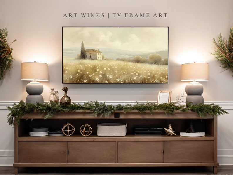 Samsung Frame TV, Tuscan Rustic Villa Amidst Golden Meadow, Countryside ...