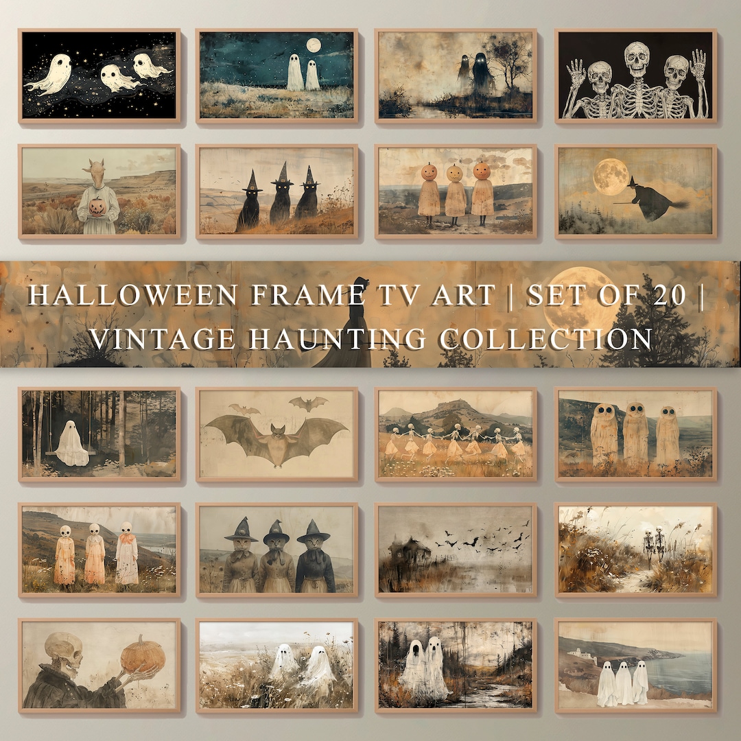 Frame TV Art Set of 20 Vintage Halloween Haunting Gallery, Spooky ...
