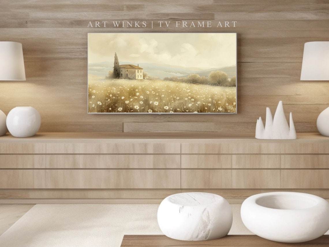 Samsung Frame TV, Tuscan Rustic Villa Amidst Golden Meadow, Countryside ...