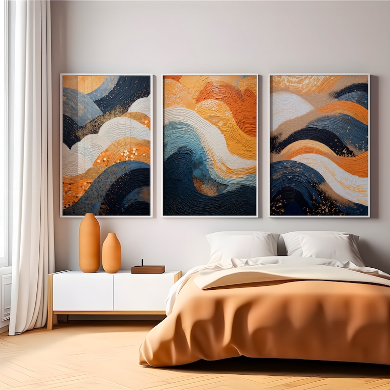 Textured Modern Abstract Wall Art Digital Prints Set of 3 - Etsy