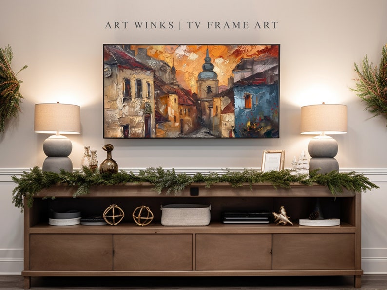 Frame TV Art, Twilight in Transylvania: Sighisoara Medieval Charm - Oil ...