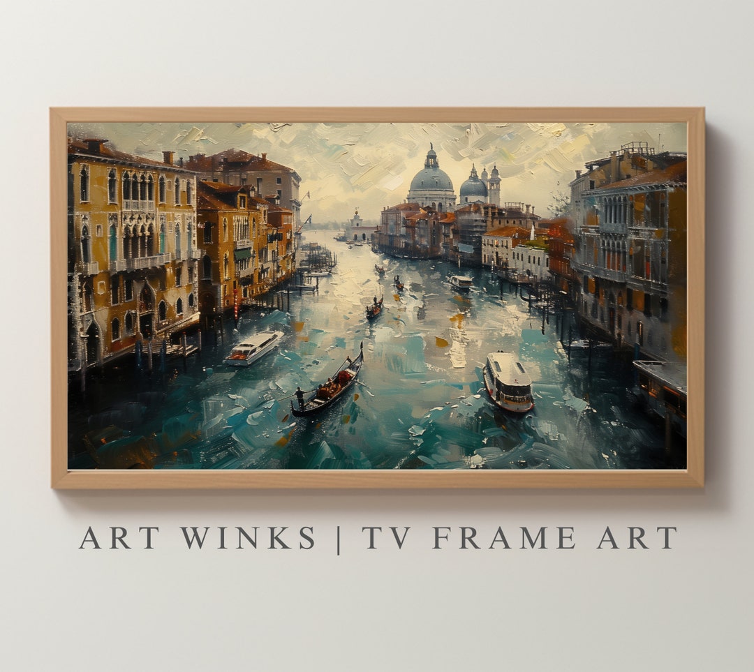 Frame TV Art, Venetian Rhapsody-enchanting Canals Oil Painting ...