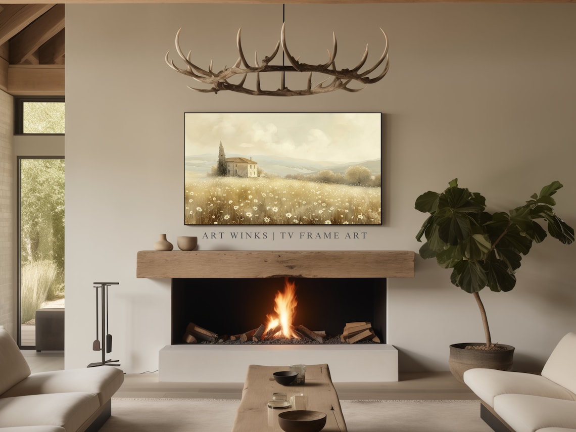 Samsung Frame TV, Tuscan Rustic Villa Amidst Golden Meadow, Countryside ...