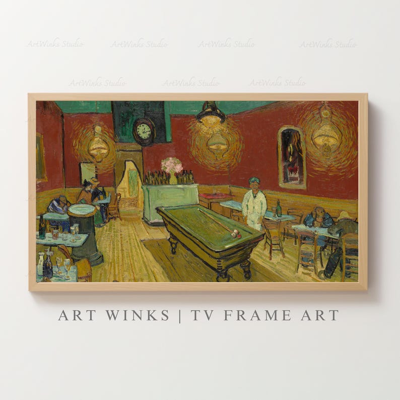 Frame TV Art, Vincent Van Gogh Night Café Oil Painting, Vintage French ...