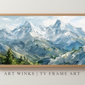 Frame TV Art, Majestic Alpine Serenity, Textured Brushstroke Mountain ...