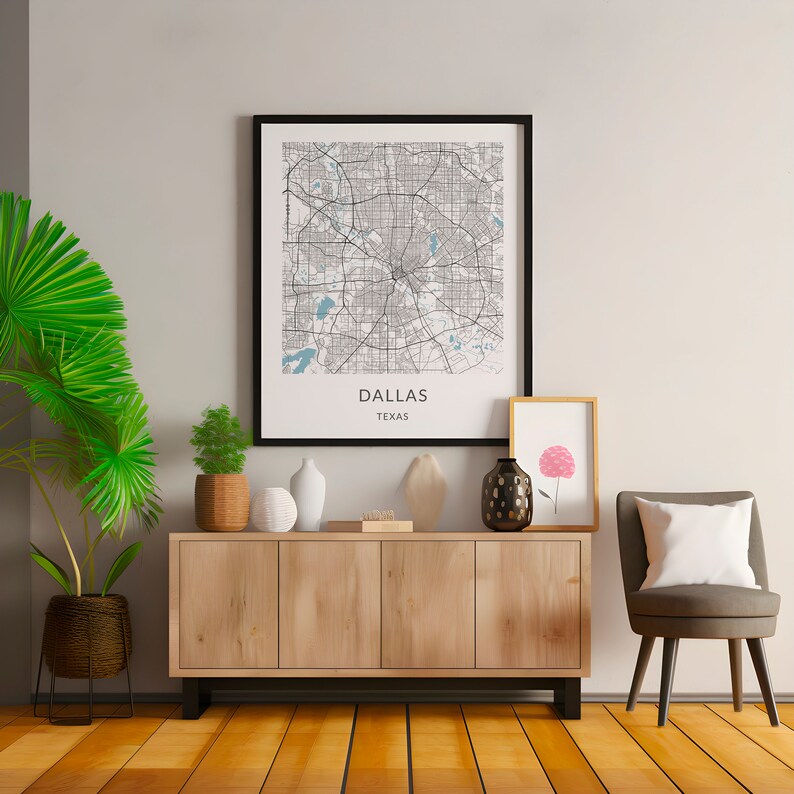Dallas Map Print, Map Poster, Printable Map, City Map Print, Map Wall ...
