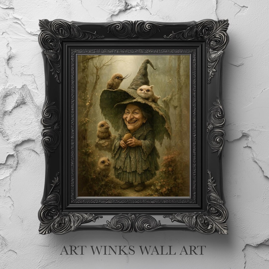 Whimsical Witch Print: Forest Creatures, Enchanted Woodland (digital ...