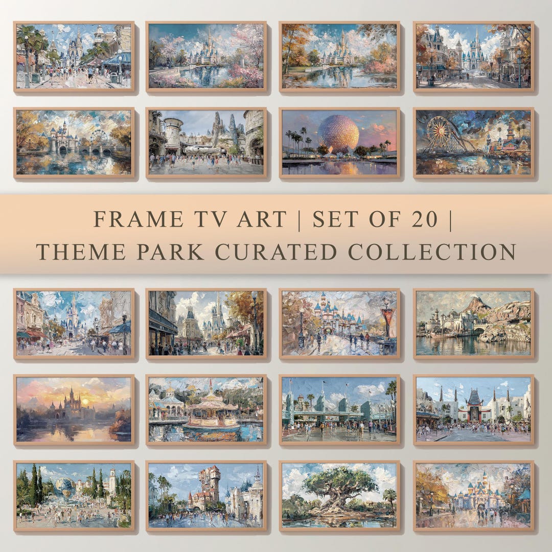 Theme Park Frame TV Art Set of 20 Prints | Vintage Disney Digital ...