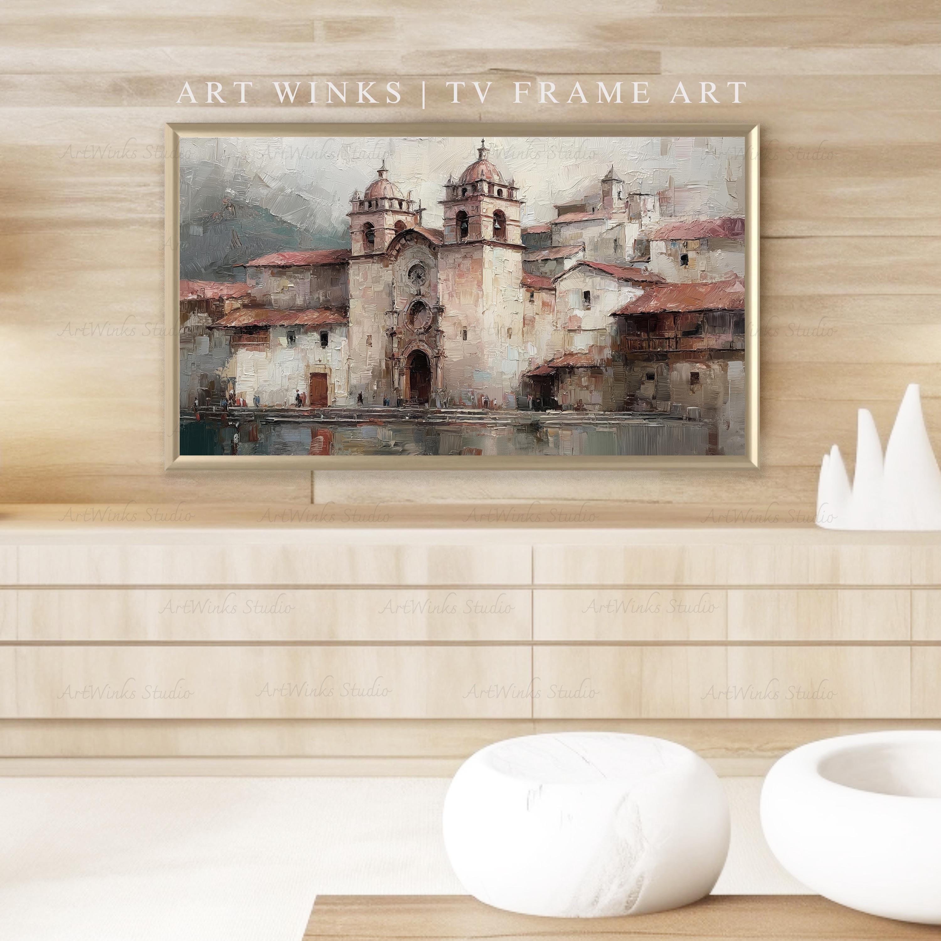 Frame TV Art, Cusco Peru Colonial Art, Vintage Andean Architecture ...