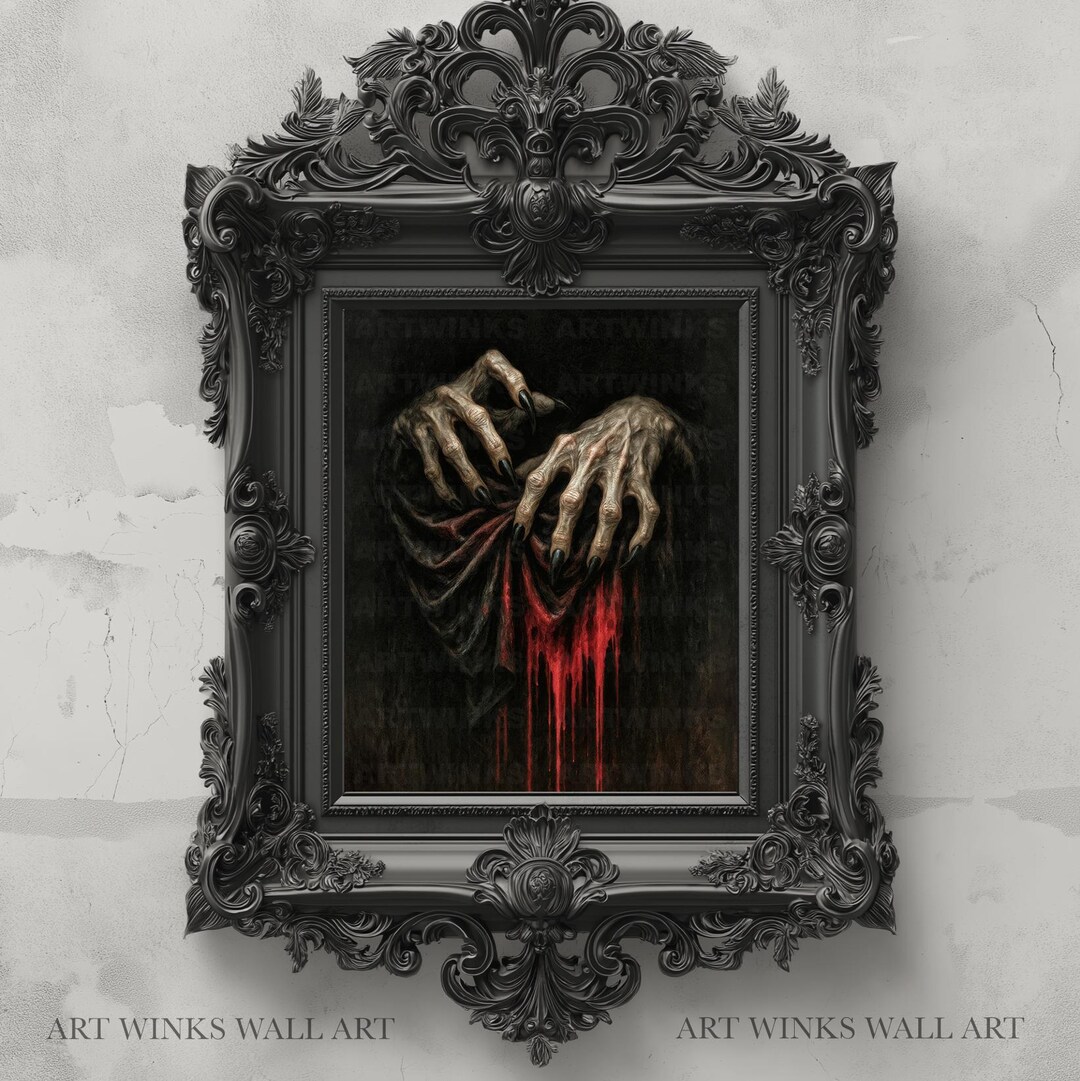 Dark Cottagecore Gothic Horror Wall Art, Clawed Witch Hands and Blood ...