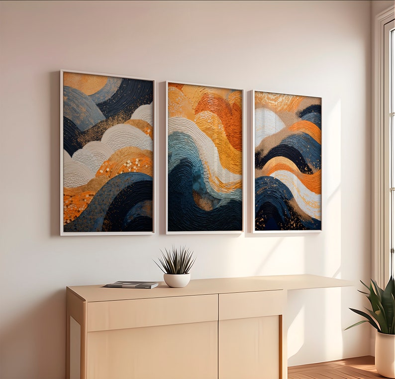 Textured Modern Abstract Wall Art Digital Prints Set of 3 - Etsy