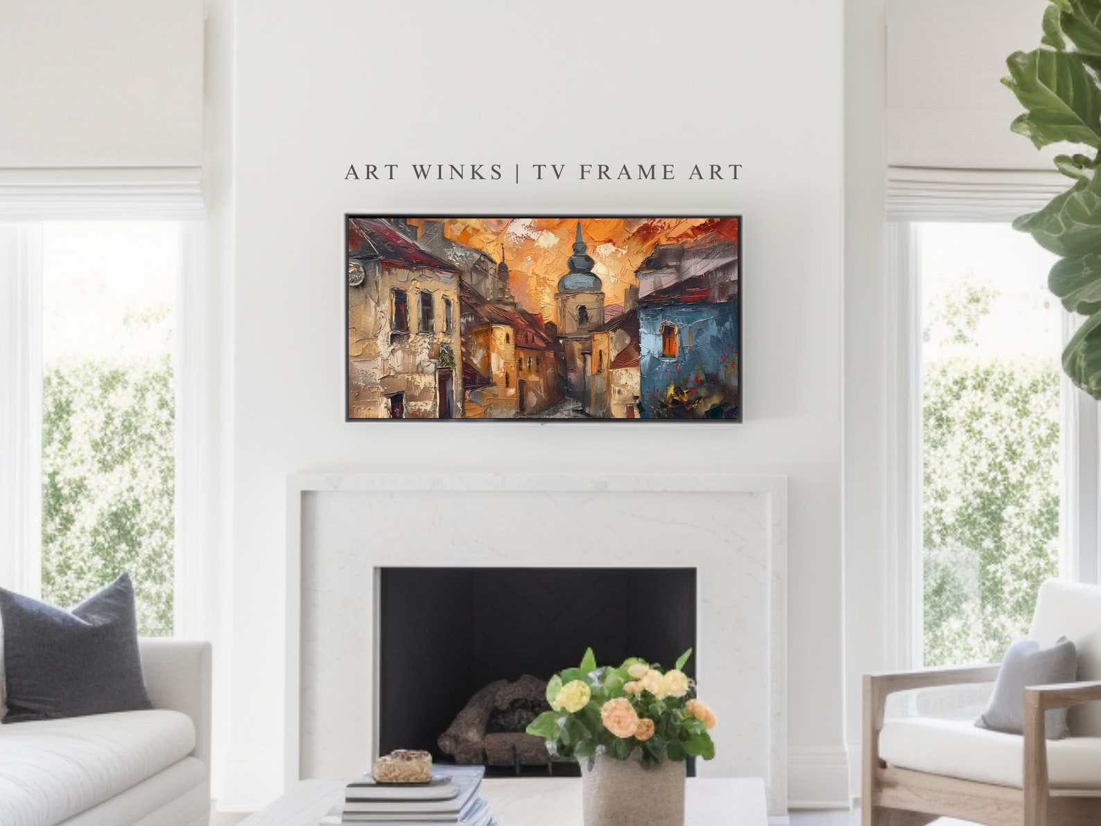 Frame TV Art, Twilight in Transylvania: Sighisoara Medieval Charm - Oil ...