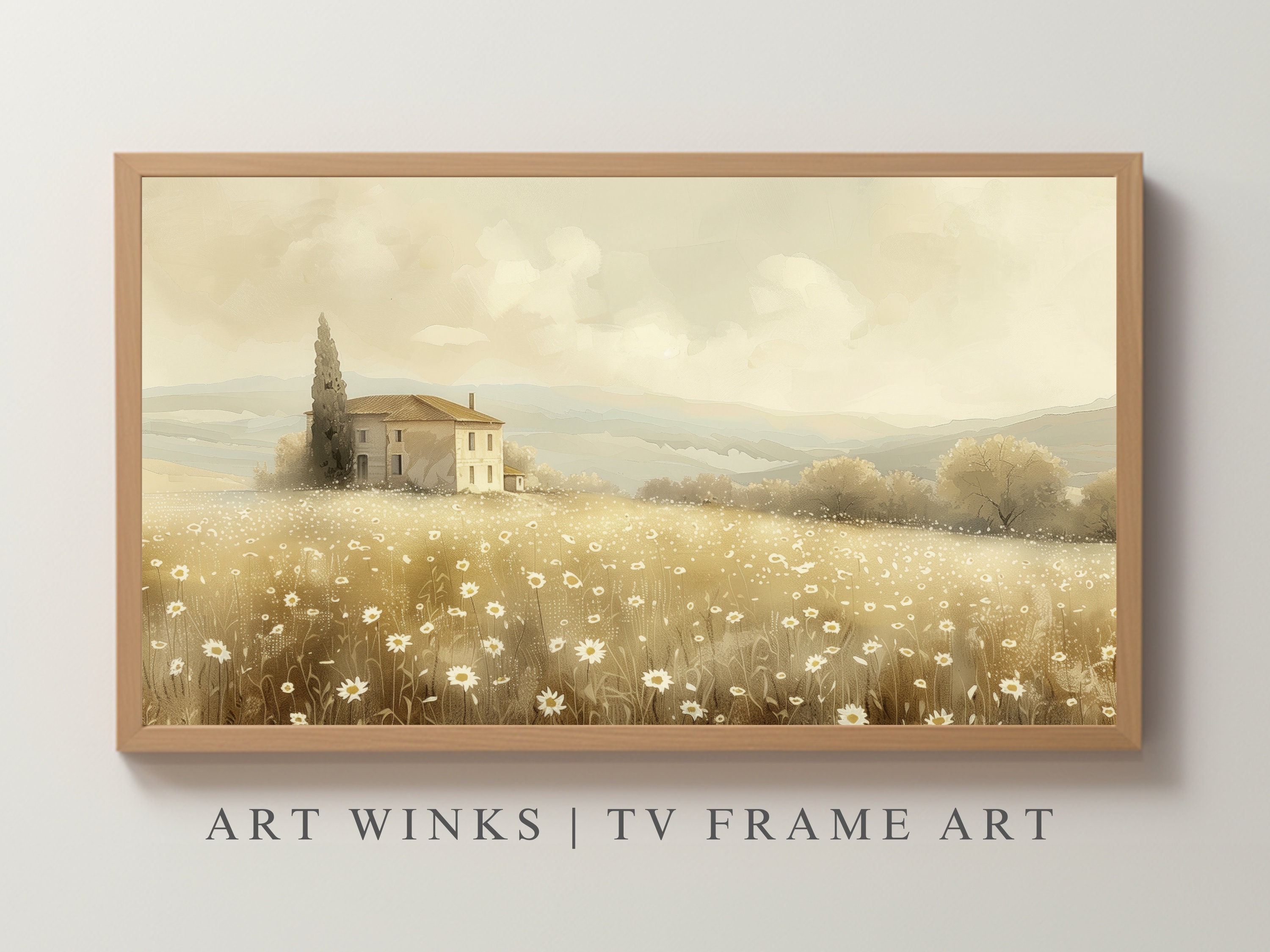 Samsung Frame TV, Tuscan Rustic Villa Amidst Golden Meadow, Countryside ...