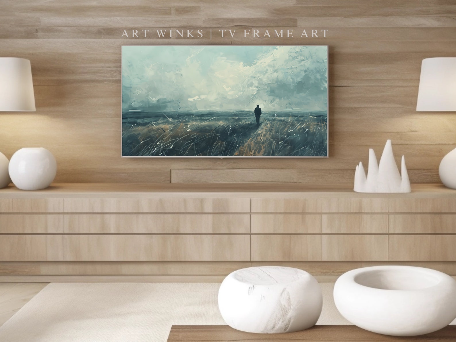 Frame TV Art, Solitude's Embrace, Atmospheric Art of Lone Figure in ...