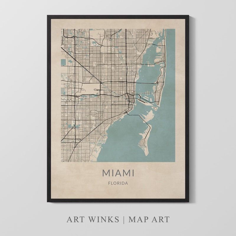Miami Map Print - Etsy