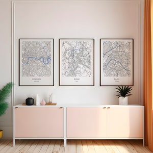 London, Paris, Rome Map Set - Printable Wall Art & City Posters, 3 ...