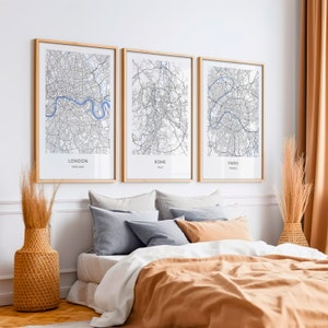 London, Paris, Rome Map Set - Printable Wall Art & City Posters, 3 ...