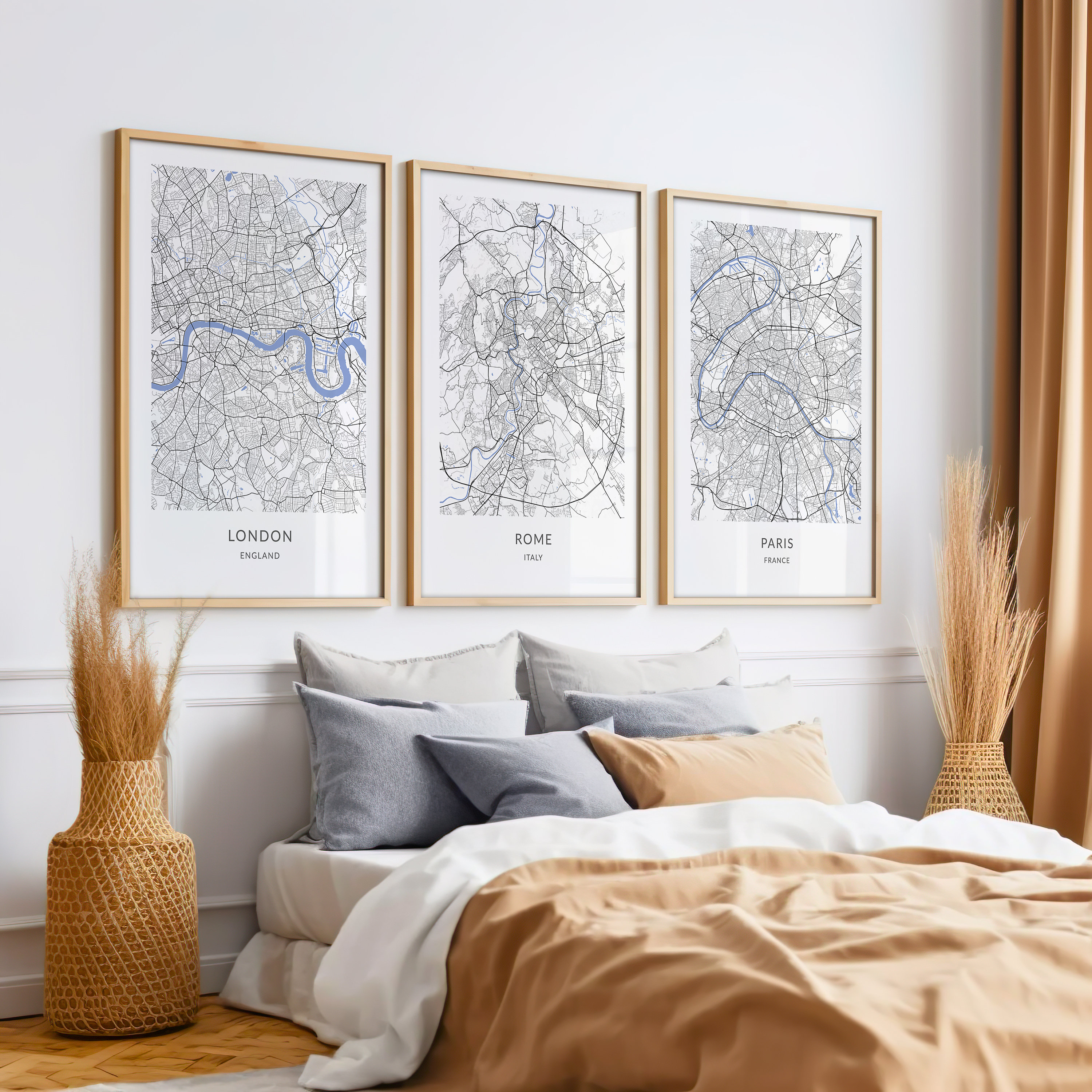 London, Paris, Rome Map Set - Printable Wall Art & City Posters, 3 ...