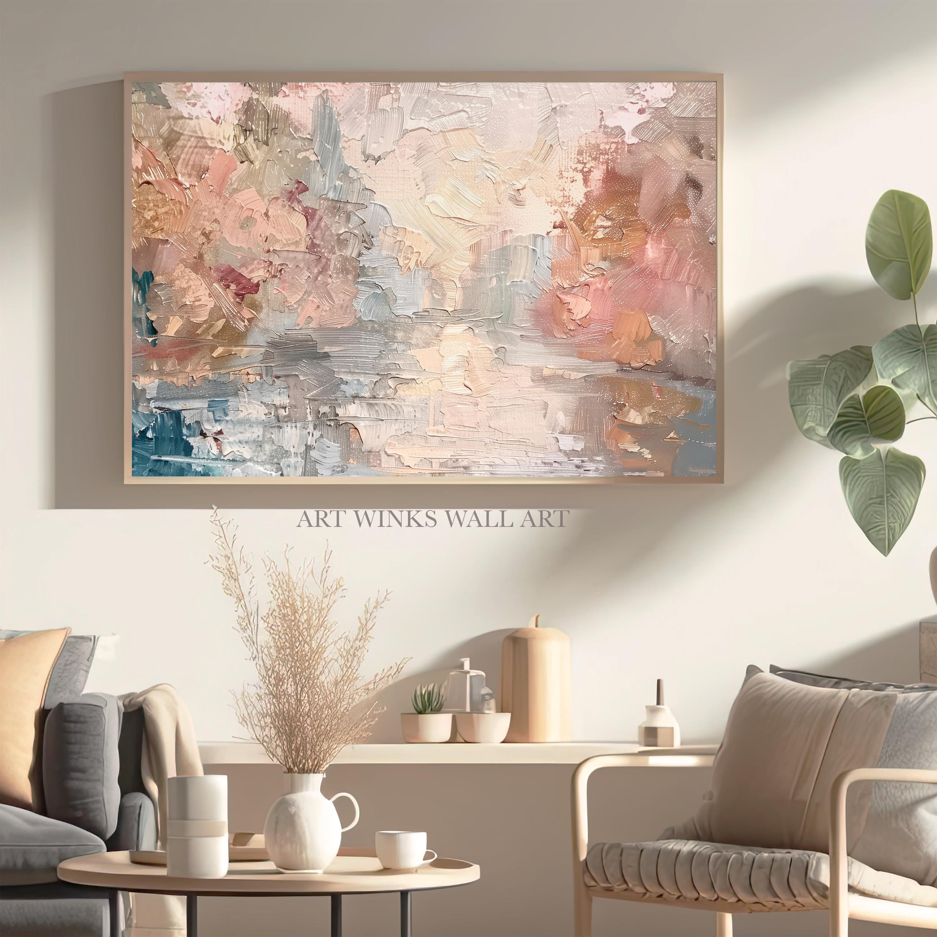 Abstract Pastel Wall Art Printable, Textured Vintage Oil Painting for ...