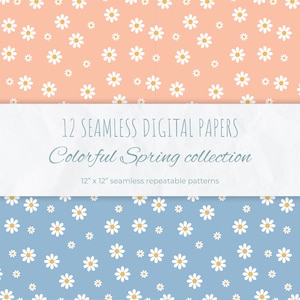 Daisy Spring Seamless Digital Papers Daisy Spring Scrapbook Paper ...