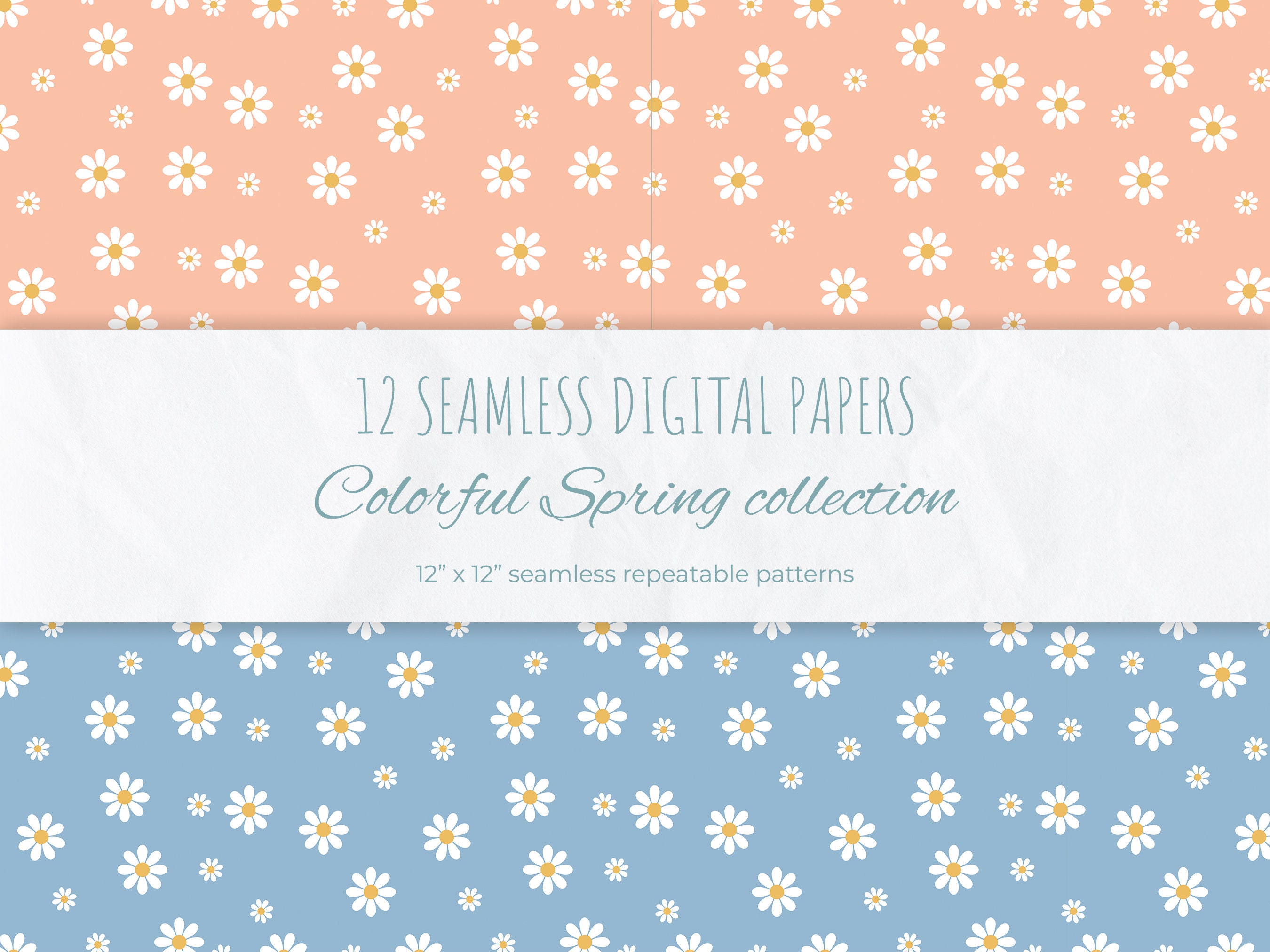 Daisy Spring Seamless Digital Papers Daisy Spring Scrapbook Paper ...
