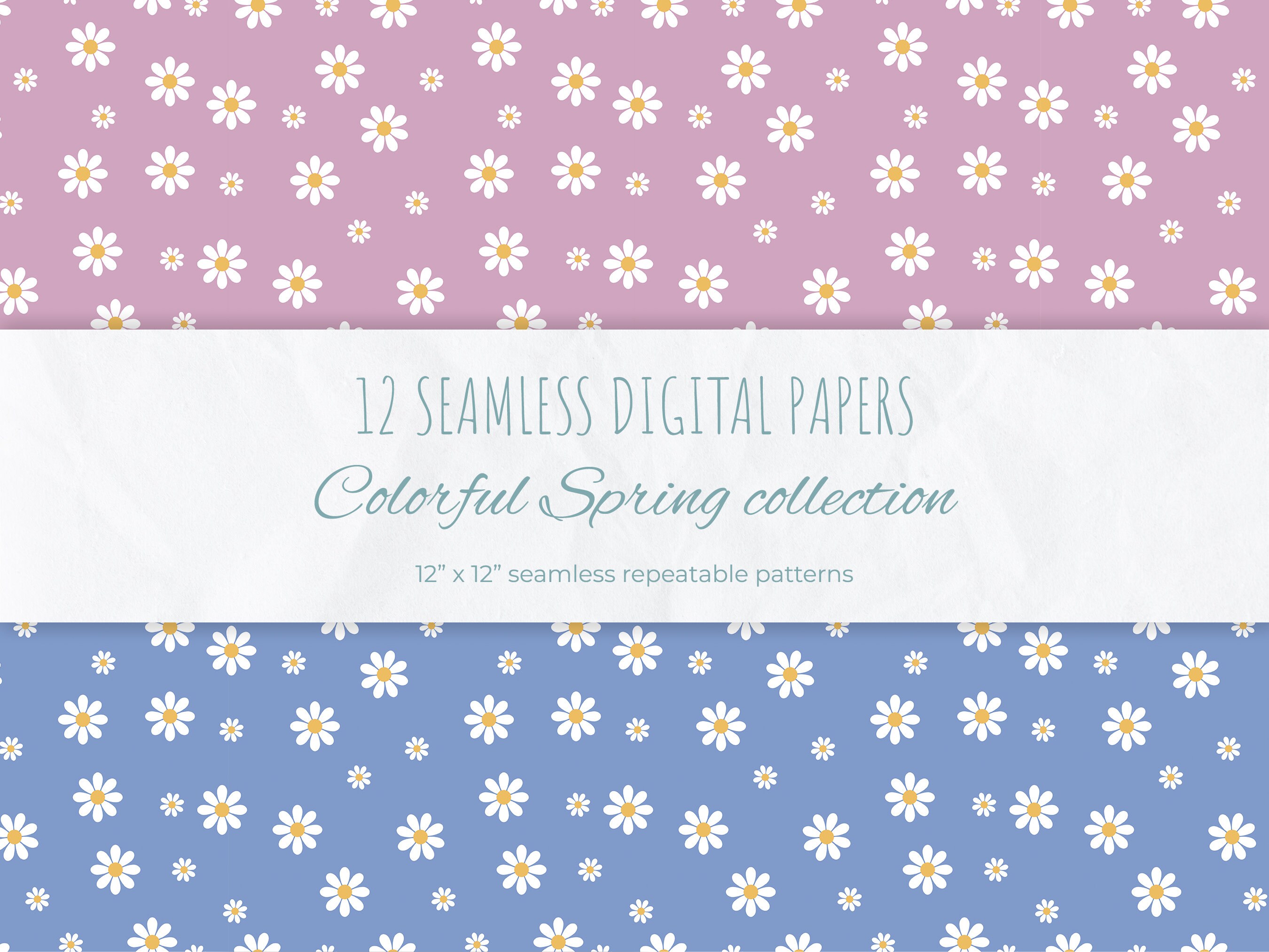 Daisy Spring Seamless Digital Papers Daisy Spring Scrapbook Paper ...