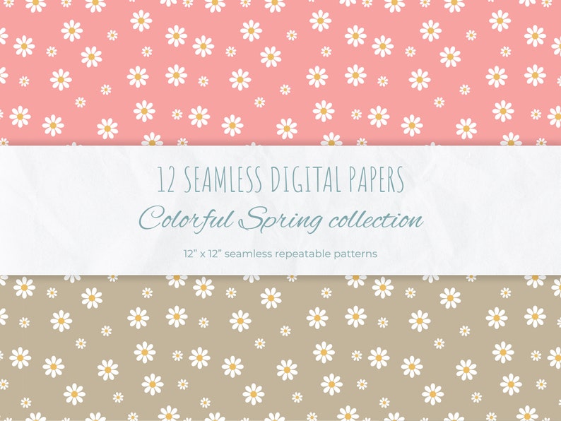 Daisy Spring Seamless Digital Papers Daisy Spring Scrapbook Paper ...