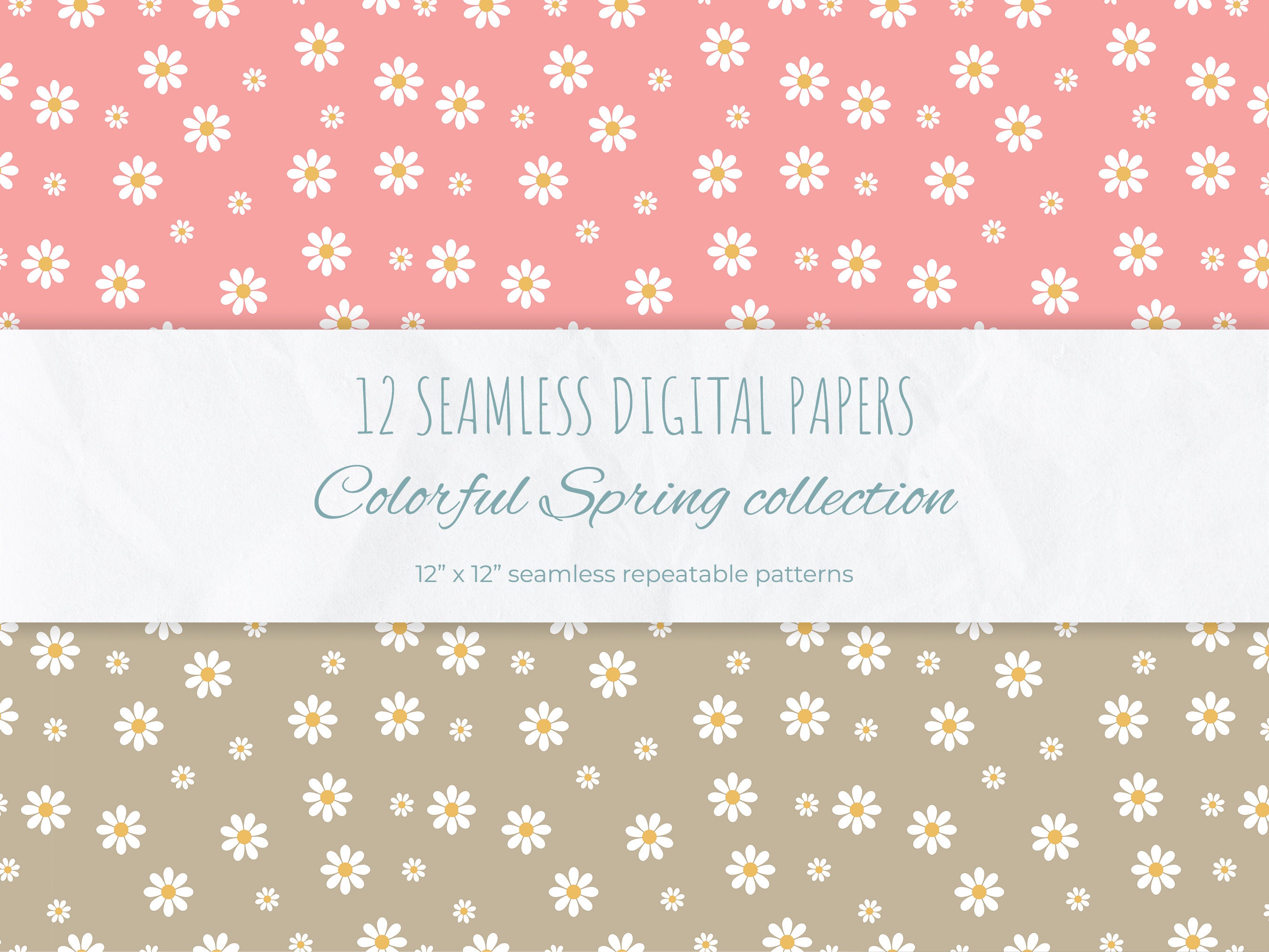 Daisy Spring Seamless Digital Papers Daisy Spring Scrapbook Paper ...