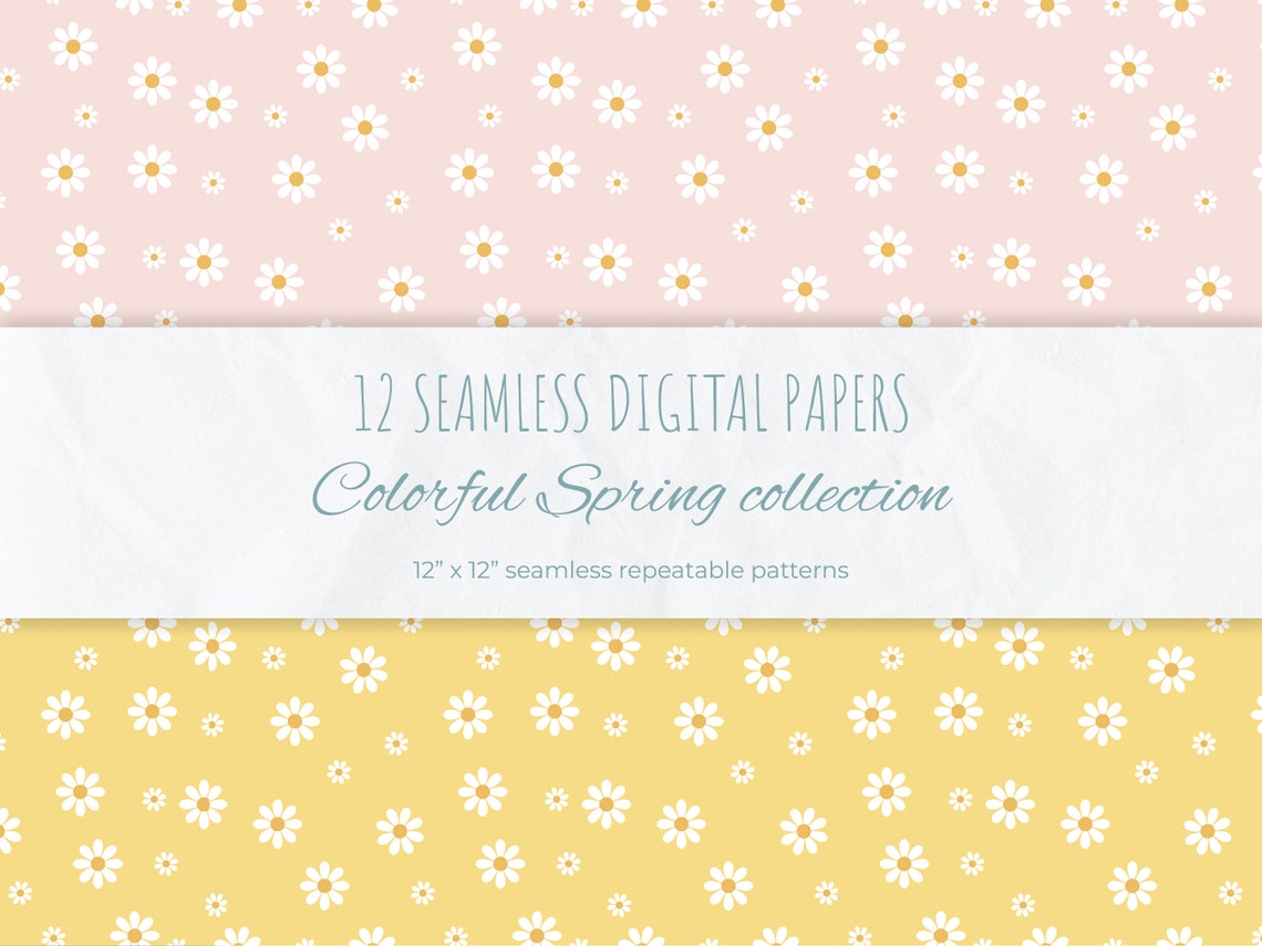 Daisy Spring Seamless Digital Papers Daisy Spring Scrapbook Paper ...