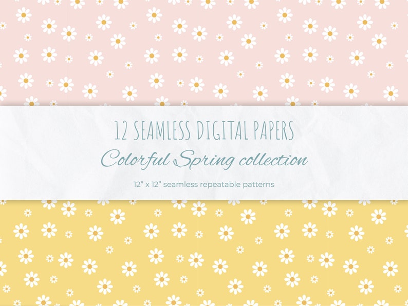 Daisy Spring Seamless Digital Papers Daisy Spring Scrapbook Paper ...