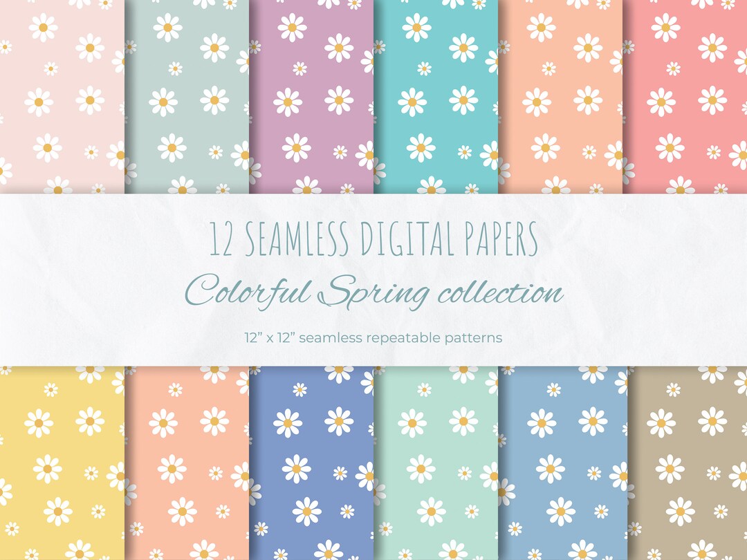 Daisy Spring Seamless Digital Papers Daisy Spring Scrapbook Paper ...