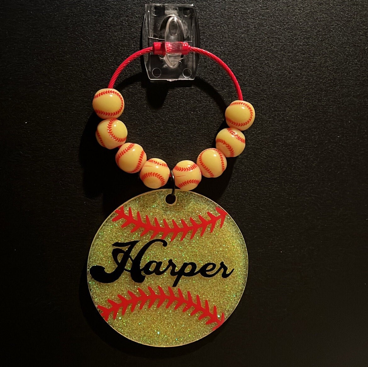 Personalized Softball Acrylic Key Chain Bag Charm Bag Tag Softball Tag ...