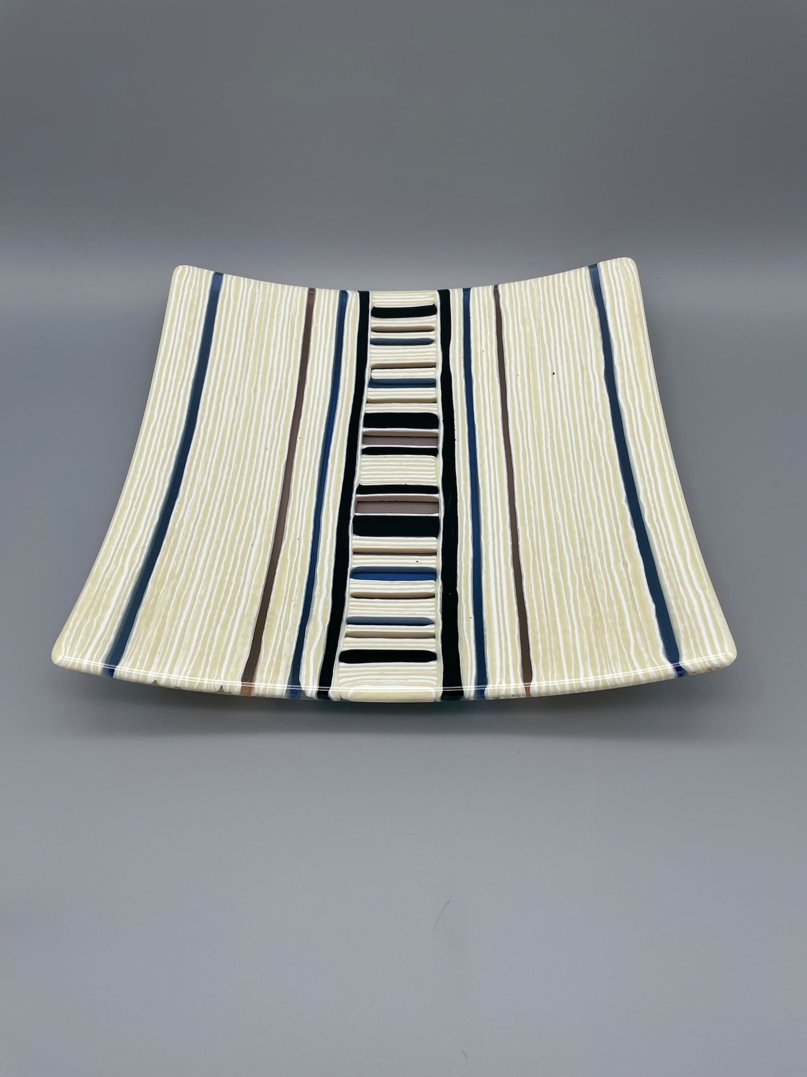 Hand Fused Glass Square Dish: Striped Decorative Art - Etsy