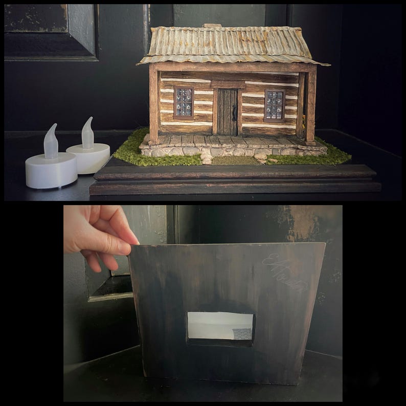 Rustic Cabin Diorama, Primitive Home Decor, Folk Art Miniature House ...