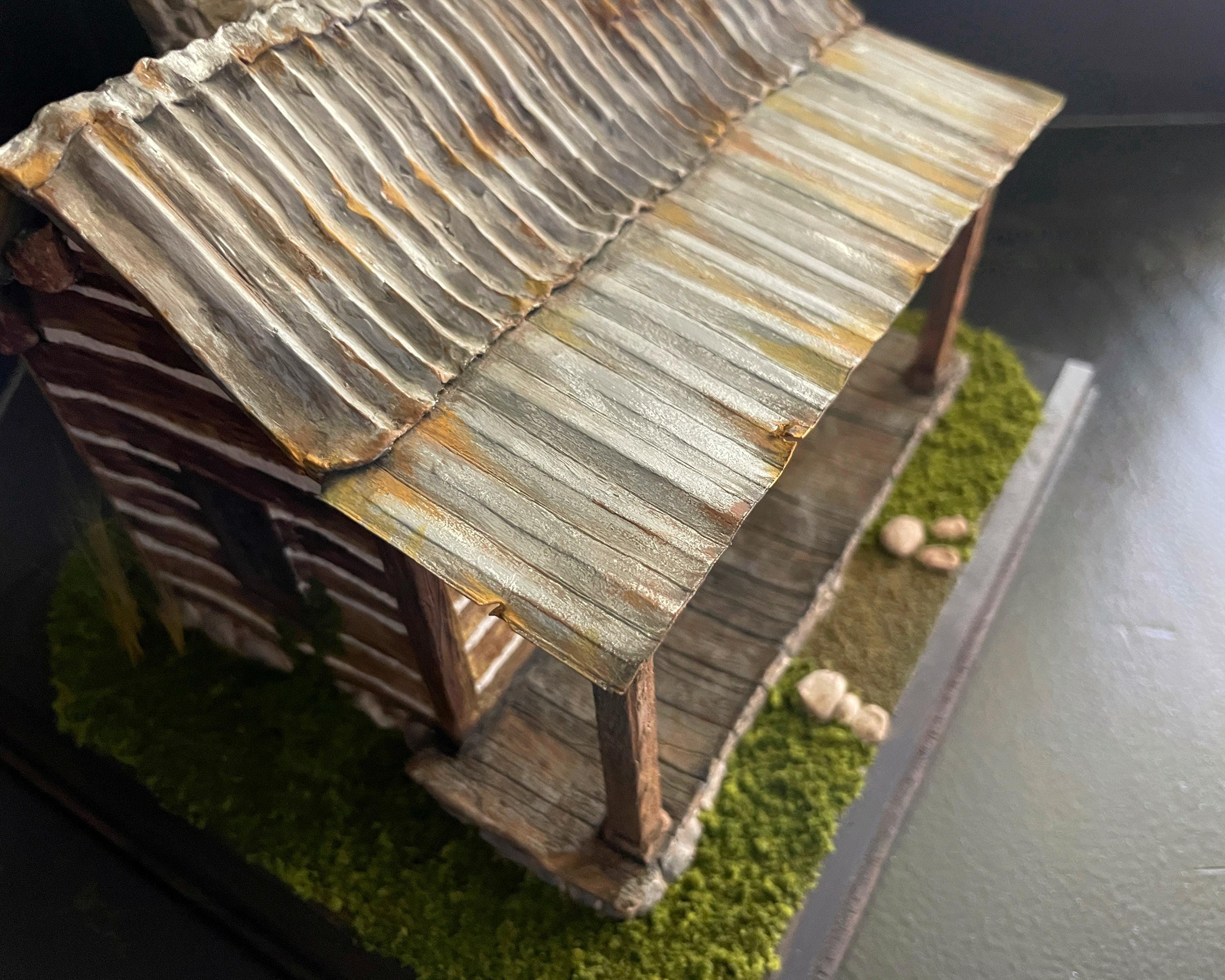 Rustic Cabin Diorama, Primitive Home Decor, Folk Art Miniature House ...