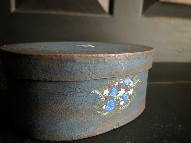 Primitive Paper Mache Oval Boxes Floral Folk Art Mini Storage Box Set ...