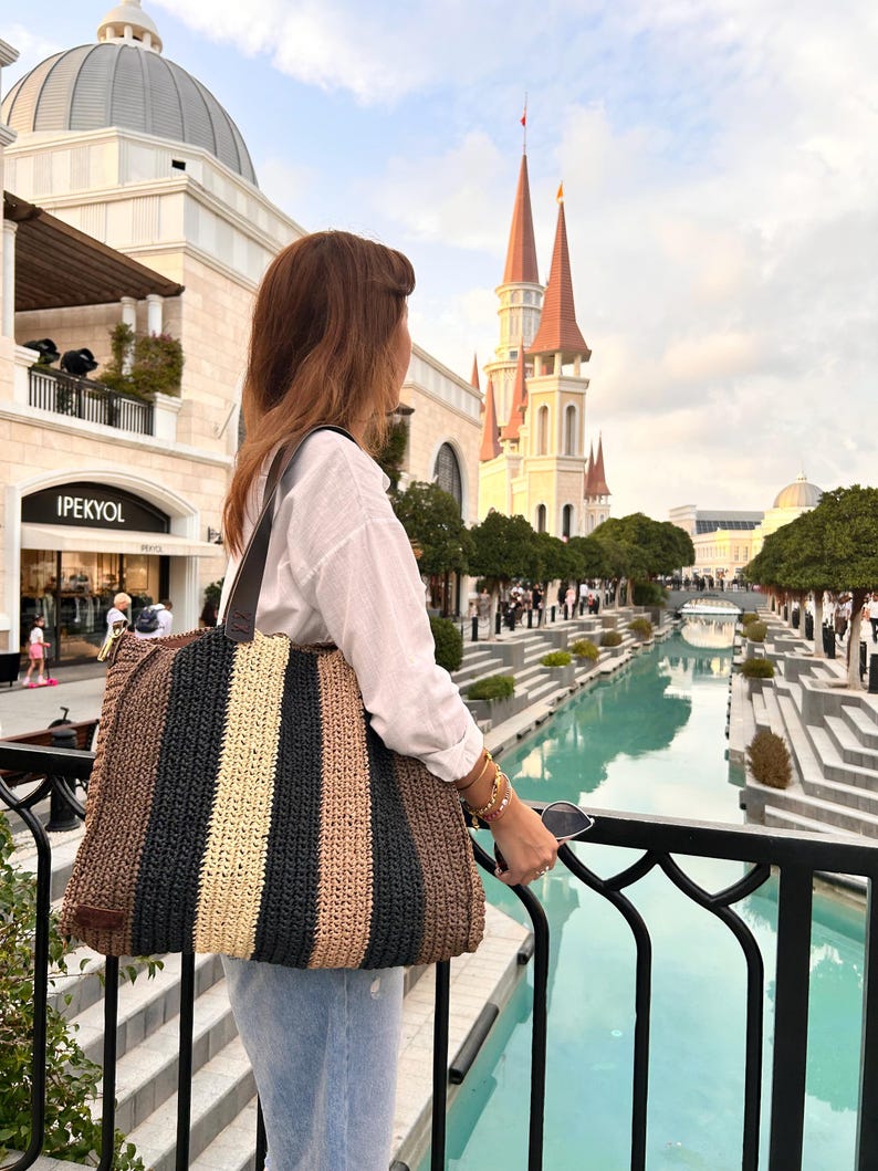 Crochet Raffia Beach Bag, Seasonal Shoulder Bag, Tote Bag, Jute Bag ...