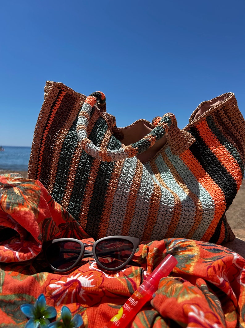 Crochet Raffia Beach Bag, Summer Shoulder Bag, Tote Bag, Jute Bag ...