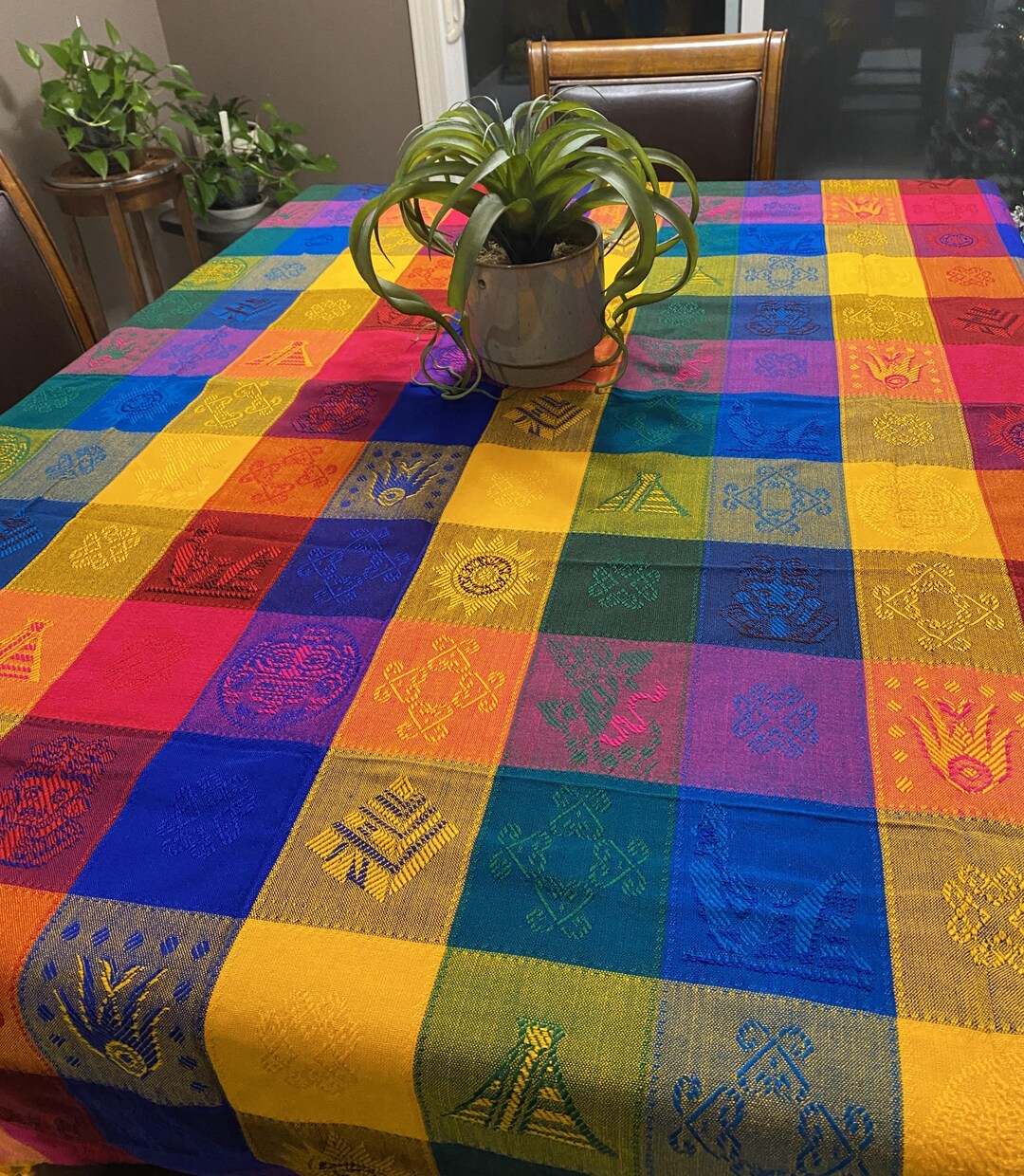 Beautiful Mexican Table Cloth / Colorful Squares / Aztec Patterns - Etsy