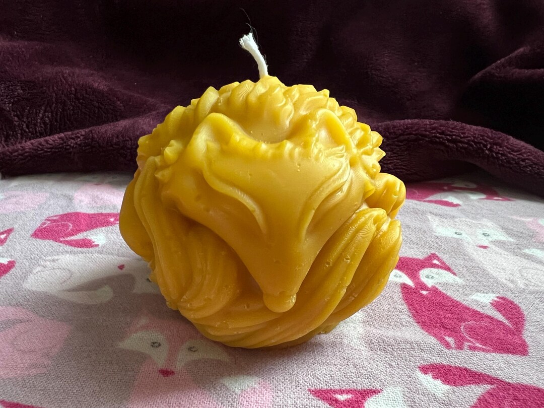 Beeswax Sleepy Fox Candle- Single Cotton Wick - Etsy