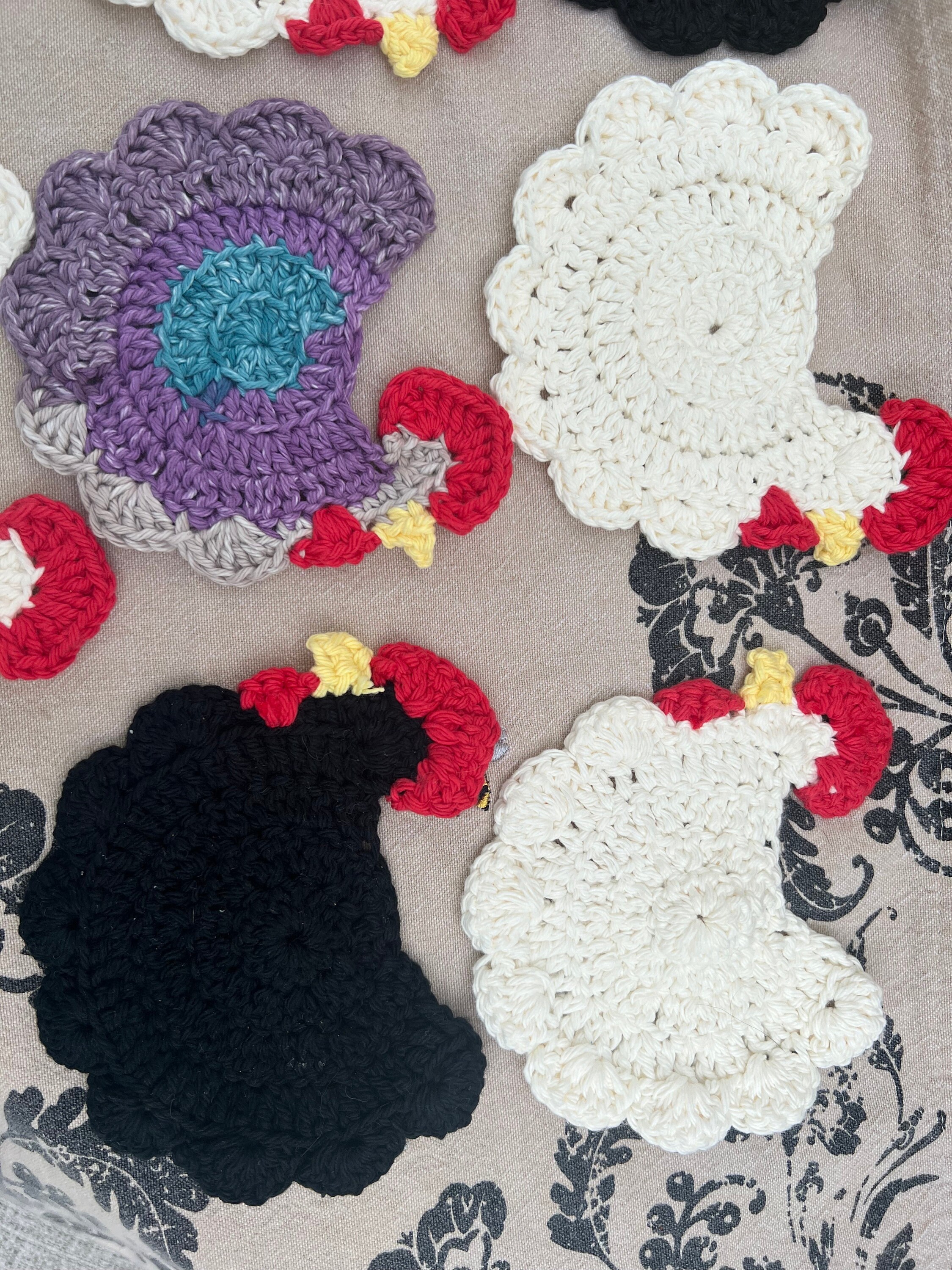 Crocheted Chicken Coffee or Drink Coasters- Set of 4 - Etsy