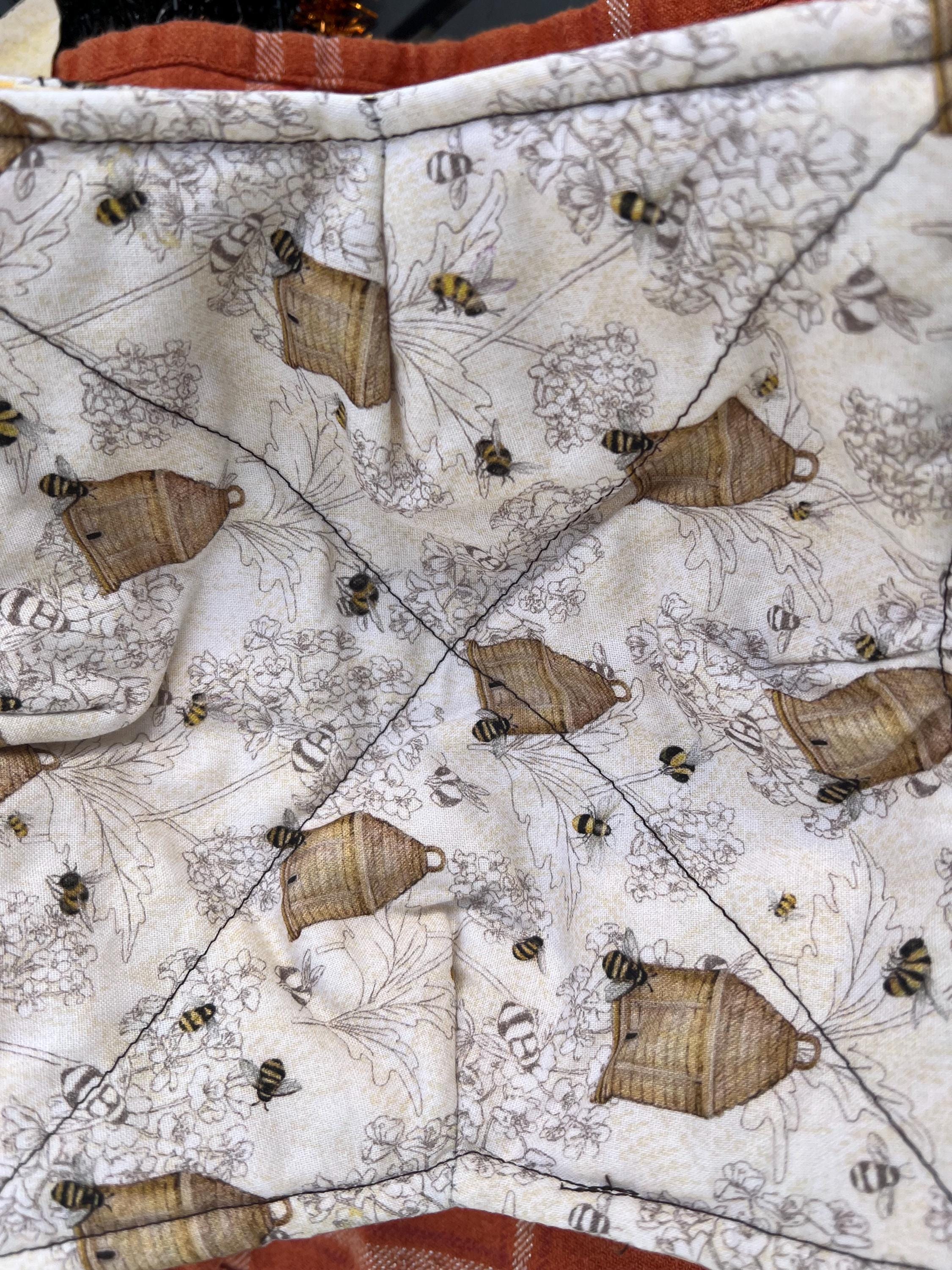 Antique Beehive With Bees and Natural Penned Flowers, Leaves & Bees ...