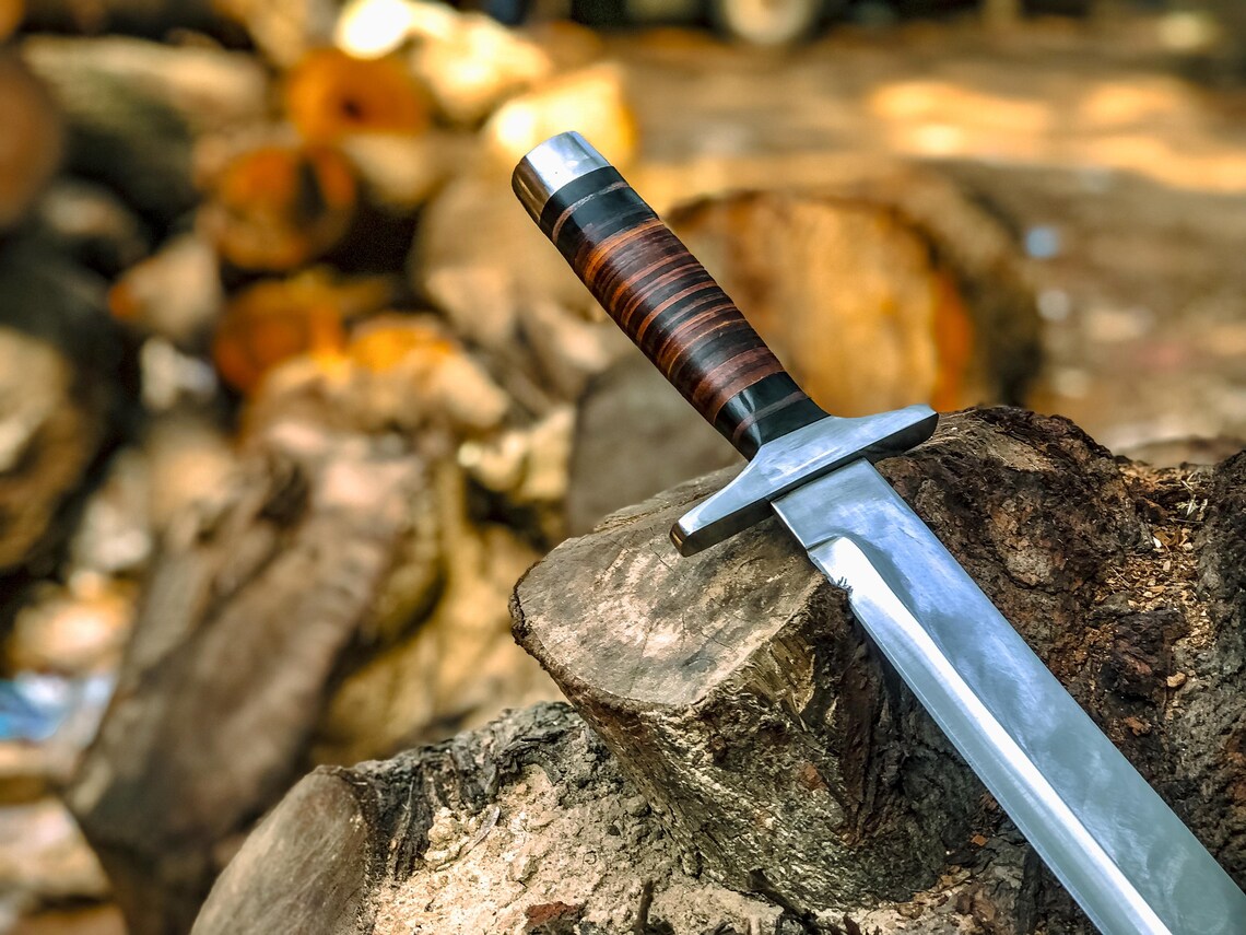 Wikinger Sax Schwert, handgefertigter Dolch mit Scheide Cosplay Schwert ...